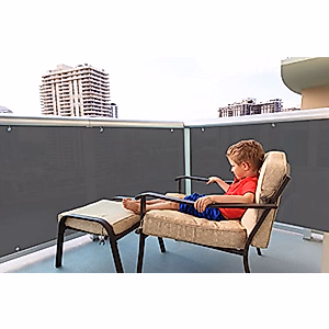 LOVE STORY 3' x 10' Charcoal Balcony Privacy Screen Fence Cover (HDPE) UV Protection Weather-Resistant 3 FT Height Shield for Deck, Patio, Backyard, Outdoor Pool, Porch, Railing