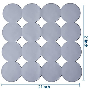 Webos Anti Slip Shower Mat: Natural Rubber Non Slip Bath Mat for Tub with Strong Suction Cups Bathtub & Tub Mats for Elderly and Kids Bathroom Square Shower Floor Stall matt (Grey, 21X21)