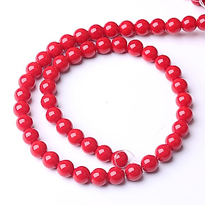 8MM 45pcs Red Glass Beads for Jewelry Making Round Loose Spacer Crystal Energy Healing Power Stone Beads DIY Bracelet Necklace Accessories (Red Glass, 8mm)