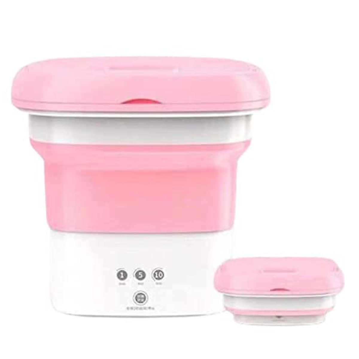 Portable Washing Machine, Mini Folding Washer and Dryer Combo,with Small Foldable Drain Basket for Underwear, Socks, Baby Clothes, Travel, Camping, RV, Dorm, Easy to Carry (Pink)
