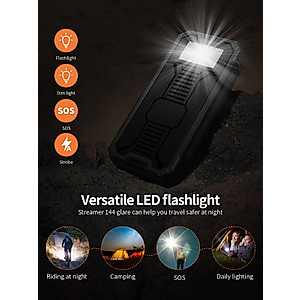 Abnoys Power-Bank-Solar-Charger - 30000mAh Solar Power Bank, PD 20W Fast Charger,Drop-Proof Waterproof Dustproof Built-in LED Flashlight for iPhone, Tablet, Samsung and More USB Device (Black)