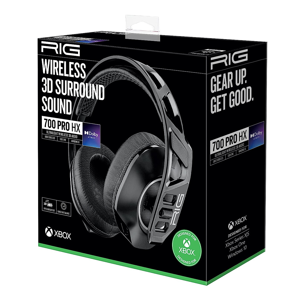 RIG 700 PRO HX Ultra-Light Wireless 3D Audio Gaming Headset for Xbox Series X|S, Xbox One, Windows 10/11 PCs with Dolby Atmos for Headphones - Black (Renewed)