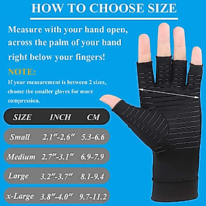 2 Pairs Copper Arthritis Gloves for Women, Compression Gloves for Men for Pain, Fingerless Hand Gloves for Carpal Tunnel, Crochet, Relieve Pain, Swelling, Support Wrist and Joint, Typing (Medium)