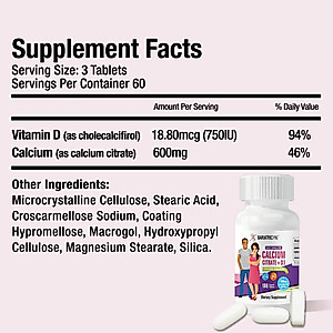 BariatricPal Easy Swallow Calcium Citrate (600mg) and D3 Coated Tablets (30-Day Supply)