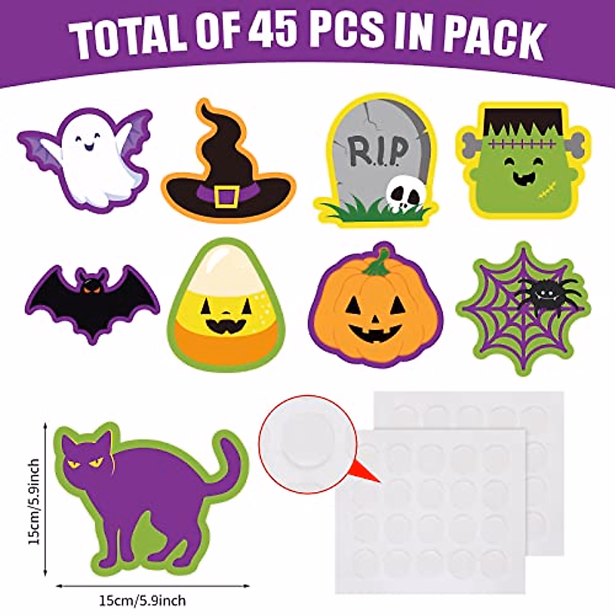 45 Pieces Halloween Bulletin Board Decoration Classroom Cutouts Pumpkin Spider Ghost Witch Hat Candy Cardboard Cutouts Set for DIY School Halloween Home Trick or Treat Party Decorations Supplies