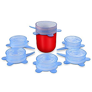 Orblue Stretchable Silicone Lids 6-Pack Small for Fresh Food Storage - Seal in Flavors, Keep Food Fresh and Reduce Waste (2.6 Inches stretches to 3.5 inches)