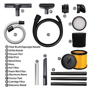 Vacmaster VOC508S 1102 5 Gallon Stainless Steel Wet Dry Shop Vacuum and 3 Gallon Ash Tank Combo