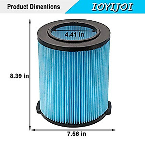 IOYIJOI 2 Pack VF5000 3-Layer Pleated Paper Replacement Filter Compatible with Ridgid 6-20 Gallon Wet Dry Vacuums WD1450 WD0970 WD1270 WD09700 WD06700 WD1680 WD1851 RV2400A