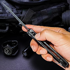 OerLa EDC Pocket Folding Knife - Warrior Series - 5Cr13Mov - Ball Bearing Quickly Open - 3.54" Blade (Black)