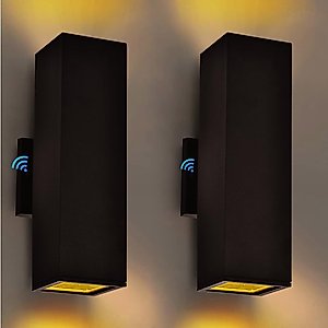 Up and Down Lights Outdoor Wall Light Dusk to Dawn, Exterior Light Fixture Wall Mount 2 Pack, Matte Black Front Porch Light, IP65 Outdoor Wall Sconce for Patio, Garage, Front Door - ETL Listed