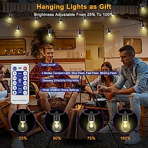 YSJ Solar String Lights Outdoor Waterproof,49FT 20 Bulb Solar Outdoor String Lights,Solar Powered Outdoor String Lights with USB-C Port and Remote Control,Camping Decoration Garden (Black)