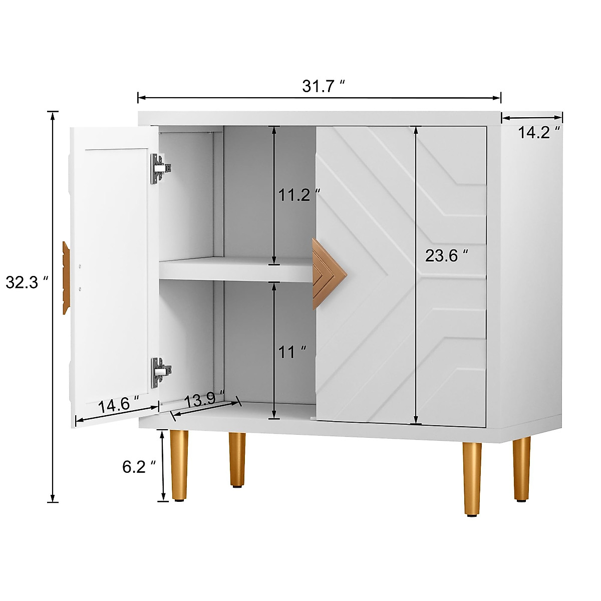 HLR Storage Cabinet with 2 Doors, Accent Cabinet with Decorative Embossed Pattern Doors, Buffet Cabinet Sideboard for Living Room, Kitchen, Dining Room, Hallway