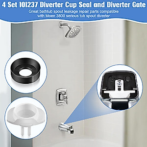 Dreyoo 4 Pcs 101237 Cup Seal & Diverter Gate Compatible with Moen 3800 Tub Spout, Tub Spout Replacement Parts for Shower Bathtub Faucet Diverter Spout