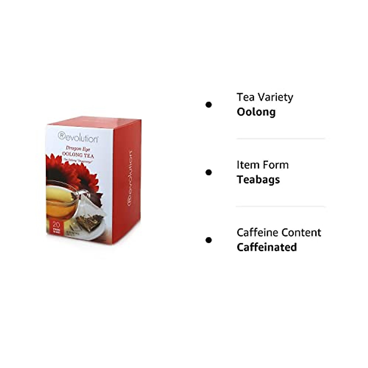 Revolution Tea - Dragon Eye Oolong Tea | Premium Full Leaf Infuser Teabags (20 Bags)
