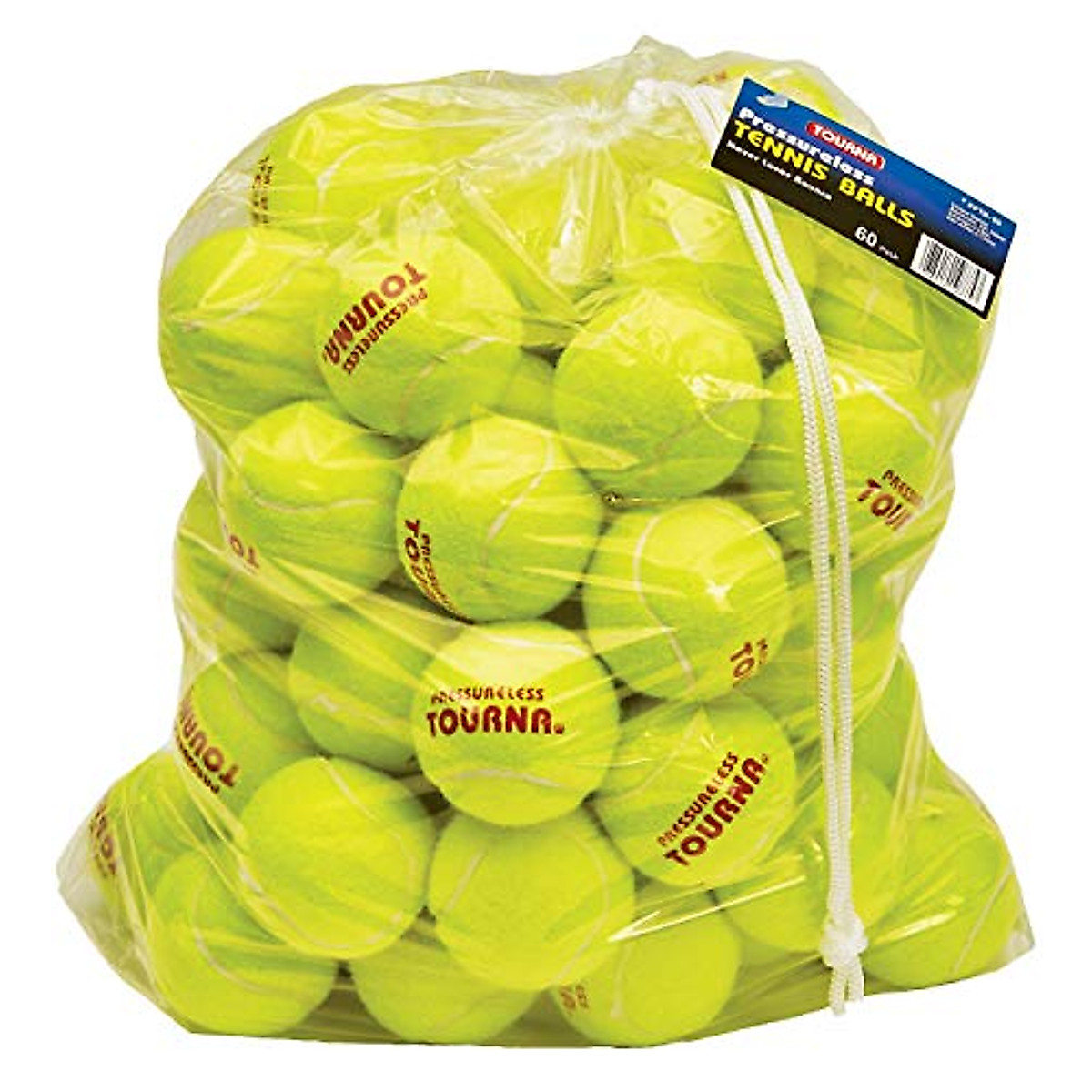 Tourna Pressureless Tennis Ball 60 Count (Pack of 1),Yellow