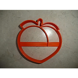 PEACH FRUIT JUICY FOOD DETAILED WITH STEM LEAVES COOKIE CUTTER MADE IN USA PR4855