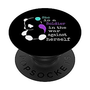 She is a Soldier Semicolon Gift Suicide Prevention Awareness PopSockets PopGrip: Swappable Grip for Phones & Tablets