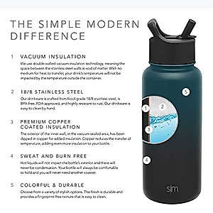 Simple Modern Water Bottle with Straw Lid Vacuum Insulated Stainless Steel Metal Thermos | Big Reusable Leak Proof BPA-Free Flask for Gym, Travel, Sports | Summit Collection | 84oz, Moonlight