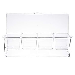 Tablecraft 10008 Bar Condiment Holder, Four - 1.5 Pint Inserts, Clear