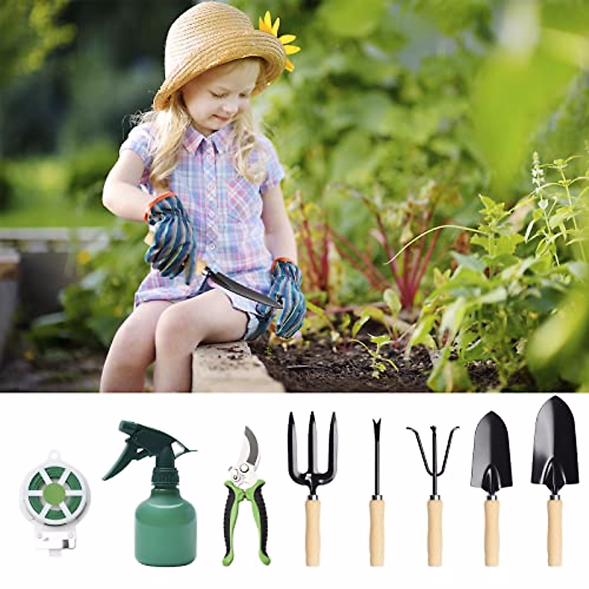 17 Pieces Garden Tools Set, Heavy Duty Gardening Hand Tool Kits with Sturdy Fabric Storage Bag, Gardening Set Planting Weeding Trimming Loosening Transplanting, Gardening Gifts for Women