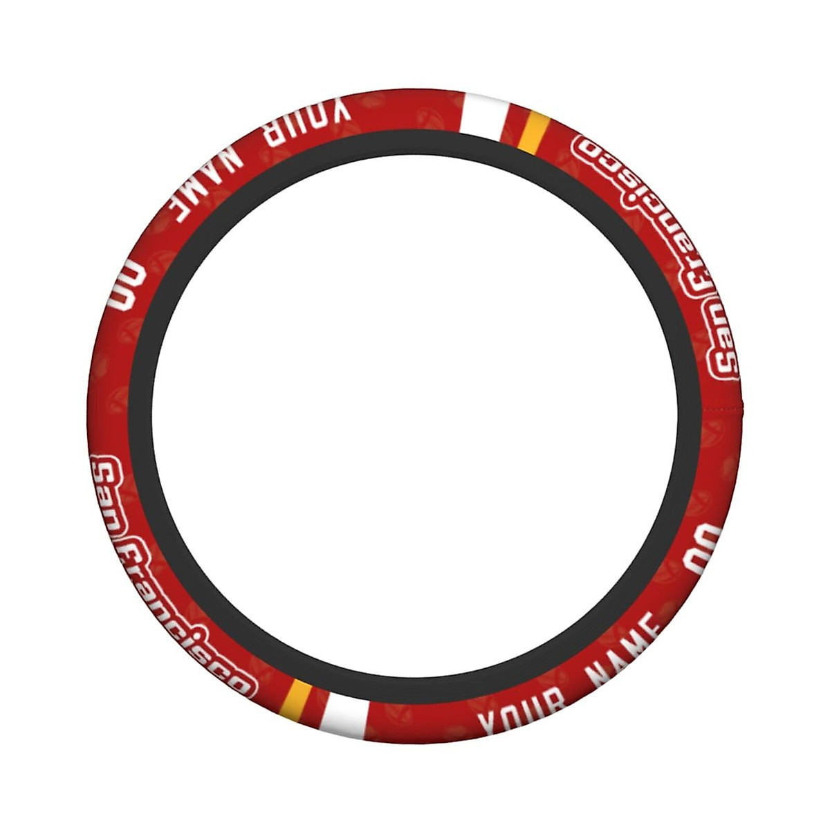 Gisvs San Francisco Custom Football Car Steering Wheel Covers,Personalized Name Number Anti Slip and Sweat Absorption Anti-Slip Car Accessories for Most Vehicle Sedan, Truck, SUV, Trailer