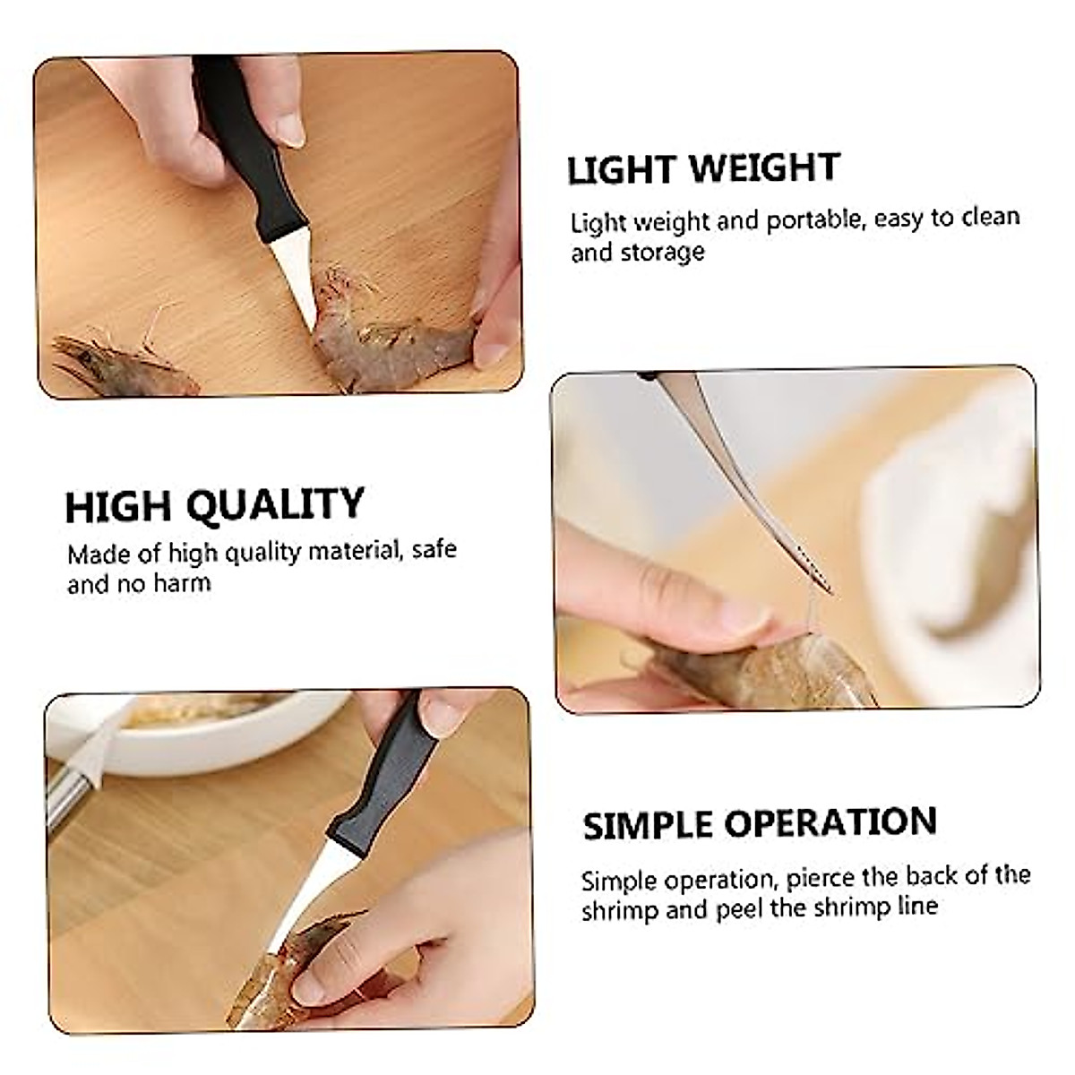 BESTonZON 4pcs Shrimp Thread Cutter Stainless Steel Scissors Household Cleaner Crab Tools Seafood Tools Shrimp Cleaning Tool Lobster Fork Picks Shrimp Line Cleaning Cutter Shrimp Line Peeler