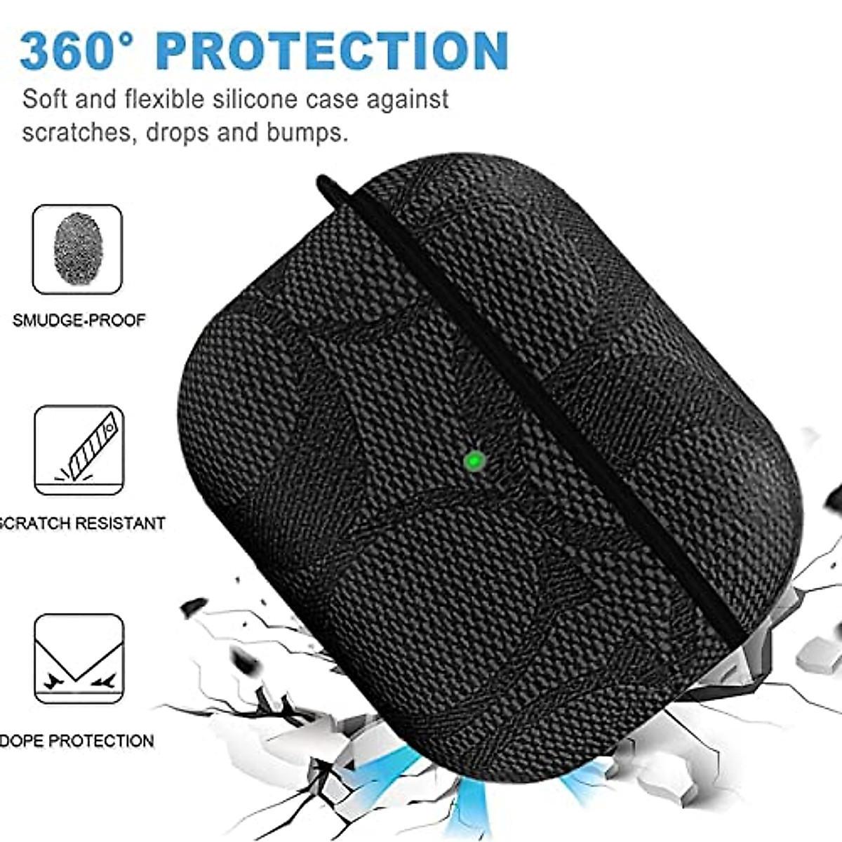 for Airpods 3 Case Cover 2021, Airpods 3 Buds Protective Case,Classic Monogram Pattern Protective Cover with Keychain Compatible with Apple Airpods 3rd Generation (Black)