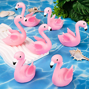 Pink Flamingo Rubber Duckies, 12PCS Bulk Flamingo Bath Toys for Kids Small Flamingo Rubber Duck Cake Decorations, Classroom Prizes