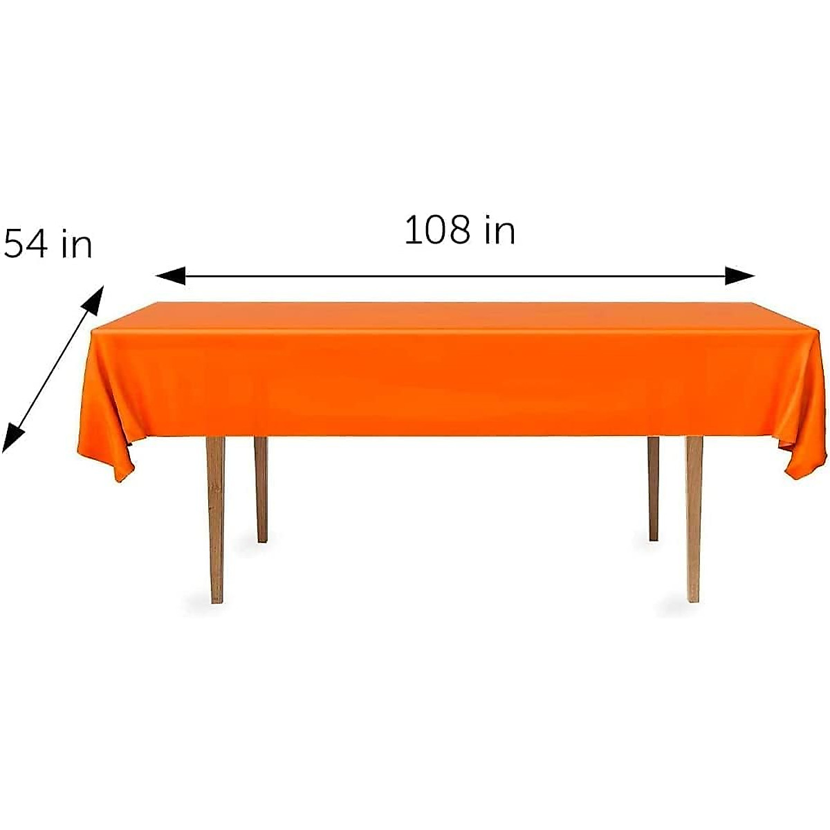 DecorRack 2 Rectangular Tablecloths BPA-Free Plastic, 54 x 108 inch, Dining Table Cover Cloth Rectangle for Parties, Picnic, Camping and Outdoor, Disposable or Reusable in Bright Orange (2 Pack)