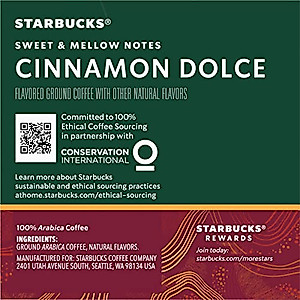 Starbucks Flavored Coffee K-Cup Pods, Cinnamon Dolce Flavored Coffee, No Artificial Flavors, Keurig Genuine K-Cup Pods, 10 CT K-Cups/Box (Pack of 3 Boxes)