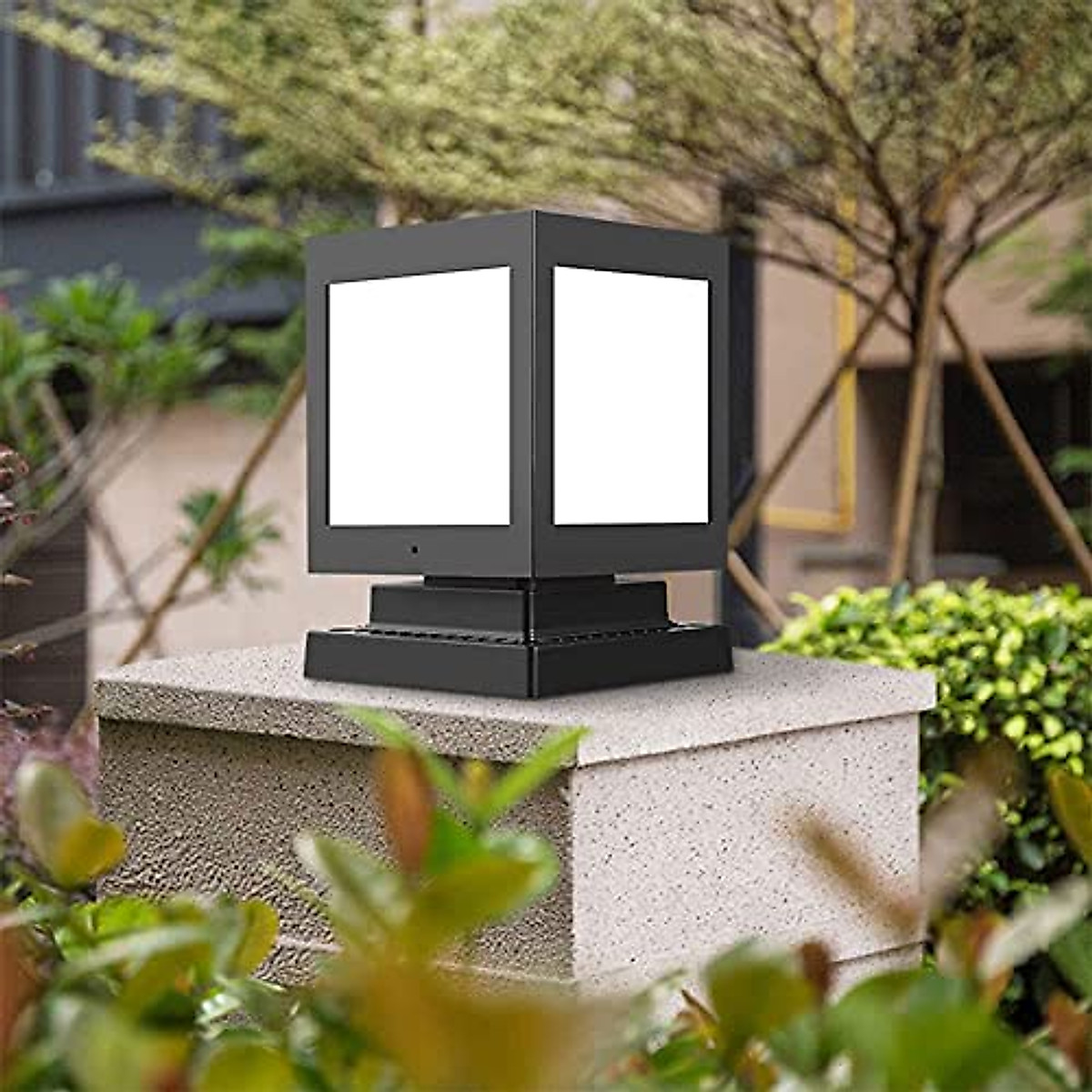 CZLZY Solar LED Post Light Simple Modern Aluminum Square Pillar Lamp Outdoor Patio Fence Column Light Waterproof IP54 Villa Gate Base Light Lawn Landscape Light