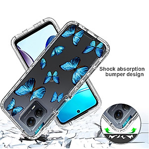 Sidande Case for Moto G 2023 Case, Motorola G 5G 2023 Case with Tempered Glass Screen Protector, Full Body Clear Floral TPU Slim Phone Protective Armor Cover for Motorola Moto G 5G 2023 (Butterfly)