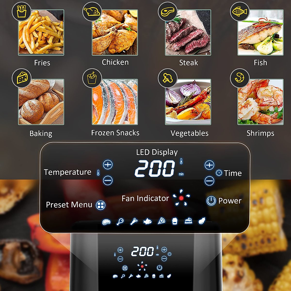 HOMCOM Air Fryer 4.7Qt, 4-in-1 Hot Oven with Air Fry, Roast, Broil, Crisp, Bake Function, Digital Touchscreen, 60-Min Timer, 8 Preset and Nonstick Basket, BPA Free