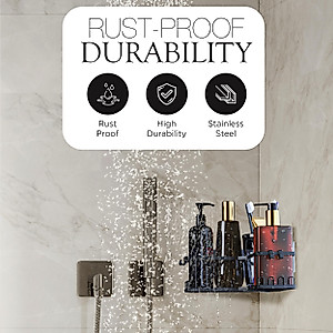 SAROEL Shower Caddy 2 Pack, No Drilling, Self Adhesive Shower Organizer for Bathroom Storage&Shower Shelves,Large Capacity (8 Hooks), Rustproof Stainless Steel Bathroom Organizer &Storage