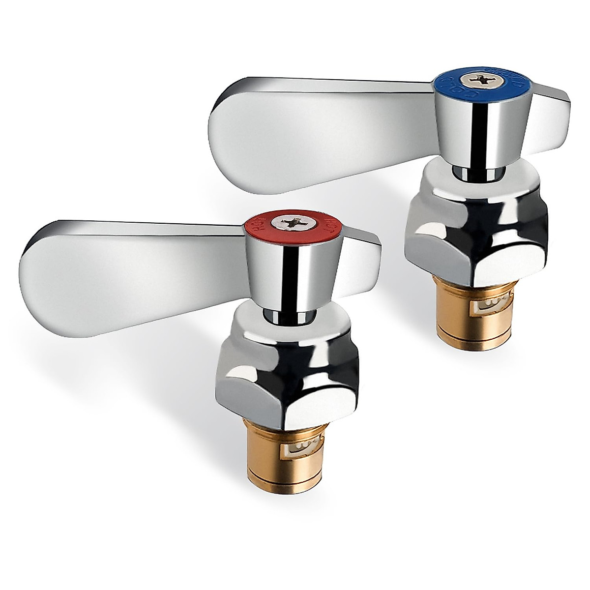 Phivan Brass Handle Stem Assembly Ceramic Faucet Valve Cartridge 20 Teeth Commercial Faucet Parts for Most Commercial Kitchen Sink Faucet, Compatible with Hot & Cold Widespread Cartridge Replacement