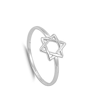 Star of David Religious Unique Ring New .925 Sterling Silver Band Size 6