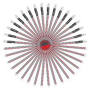 XINGYHENG 70Pcs 12V DC 5mm Pre Wired Light Emitting Diodes 7.1Inch Mixed Color(7 Colors x 10pcs) + 20pcs 5mm Lamp Holder+10 PCS 9V Battery Clip Connector