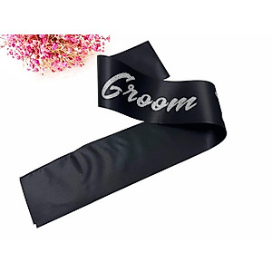 Ashaqshnglee Groom to Be Sash, Groom Sash Bachelor Party Funny Accessory for Future Groom Wedding Gift Idea from Bride to Be Black Silver
