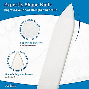 HoPliGhe Crystal Glass Nail File, Double Sided Nail Art Files for Natural Nails and Acrylic Nails Professional Manicue Tools and Supplies for Nail Care, Whashable Lifetime Nail Filer
