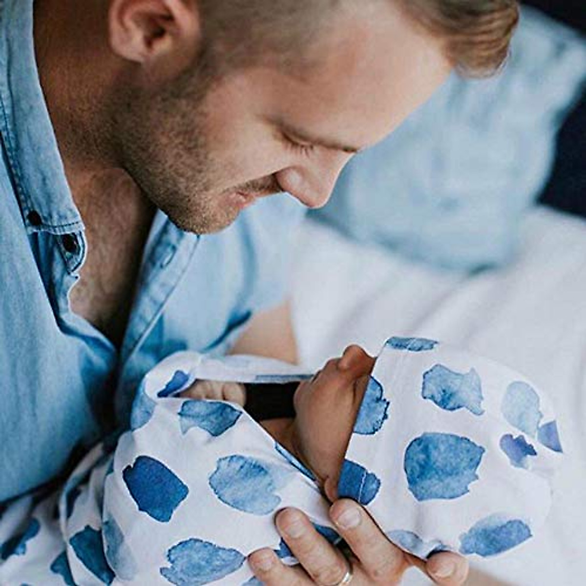 KAIXIN Swaddle Sack; Baby Cocoon Swaddle Wrap; Newborn Sage Swaddle with Matching Top Knot Hat ; Sleep Sack - Newborn Photography Prop (Blue)
