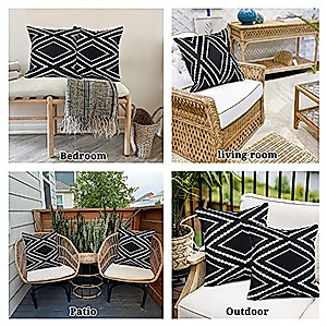 4 Pack Decorative Outdoor Waterproof Throw Pillow Covers 18 x 18 Inches Patio Furniture Pillows Waterproof Geometric Garden Cushion Case Boho Pillow Shell for Patio Garden Couch Sofa