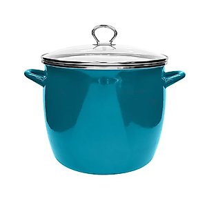 Vasconia EOS 12-Quart Alloy Steel Speckled Stockpot with Glass Lid - Dishwasher and Oven Safe Cooking Pot up to 350°F - Induction Cookware for All Cooktops - Non-Reactive Enameled Soup Pot - Teal