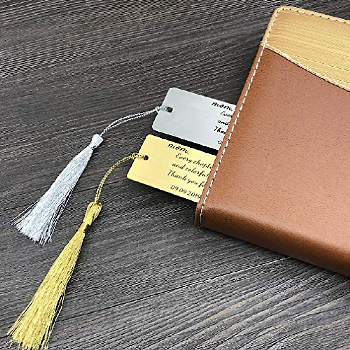 FKOG Personalized Bookmarks, Custom Engraved Stainless Steel Metal Bookmarks for Women Men Hand Stamped Perfect Wedding Party Gift for Her (Custom Link)