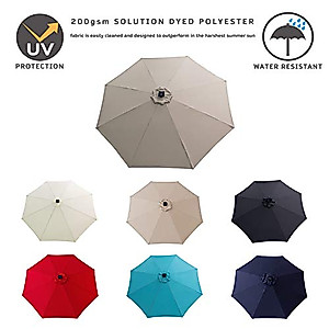 uHousDeco 9 ft Solar LED Patio Umbrella Umbrella, Auto Control and Rotatable Design Taupe