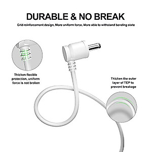 OLAIKE 5m/16ft Charge Cable with DC Power Adapter Compatible with Stick Up Cam Battery 3rd Gen/2nd Gen & Spotlight Cam Battery,Weatherproof Cable to Continuously Charge Your Camera,White