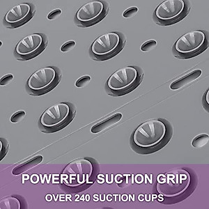 Reetual XL Shower Mats for Showers Anti Slip - 27x27 Bath Tub Mat and Shower Floor Mat. Powerful Suction Cup Shower Mat with Drain Holes. Grey Bath Mat for Shower, Non Slip for Elderly and Kids