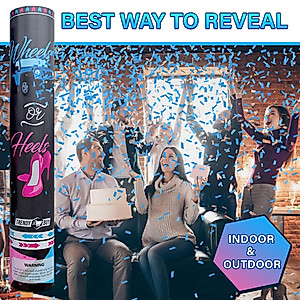 Gender Reveal Blue Confetti Cannon [5 Pack] - Gender Reveal Baby Boy Party Supplies, Biodegradable Confetti Poppers