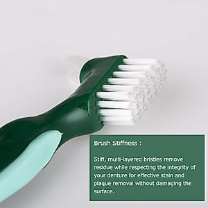 Alsunny Stiffness, Hard Denture Brush Toothbrush with Premium Carrying Case for Denture Care,Denture Double Sided Brush Cleaning False Teeth(2 Pack)