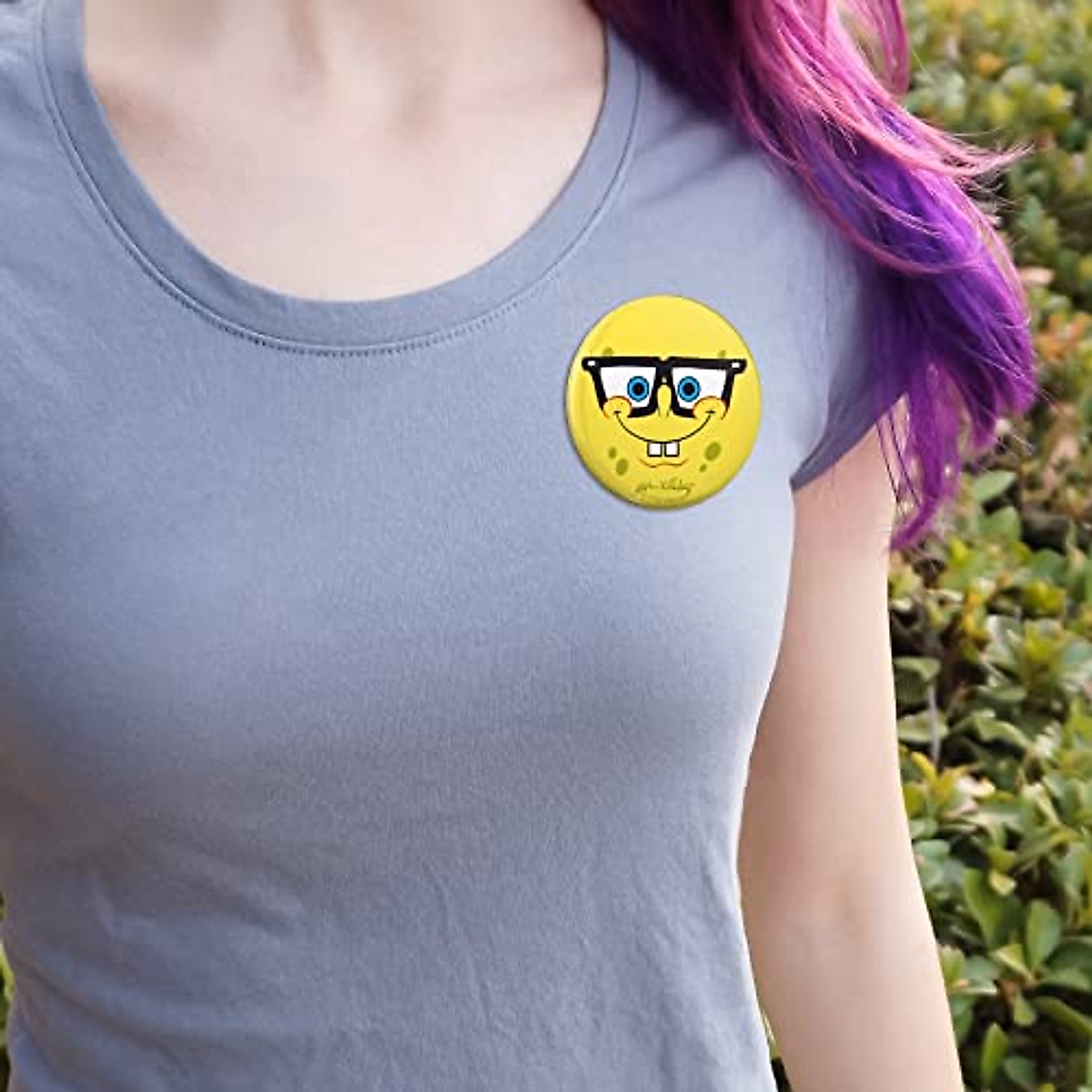 SpongeBob Nerd Face Pinback Button Pin