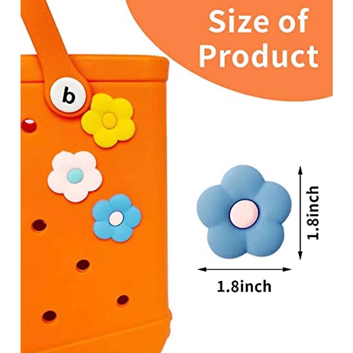 3 PCS Flowers Charms for Bogg-Bags Cartoon Flowers Decorative Charms for Tote Bags Plant Accessories for Beach Totes Gift Party Favor (Yellow Pink and Blue)